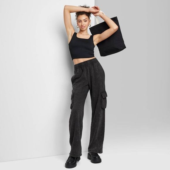 wild fable | Pants & Jumpsuits | Womens Highrise Wide Leg Fleece Cargo ...